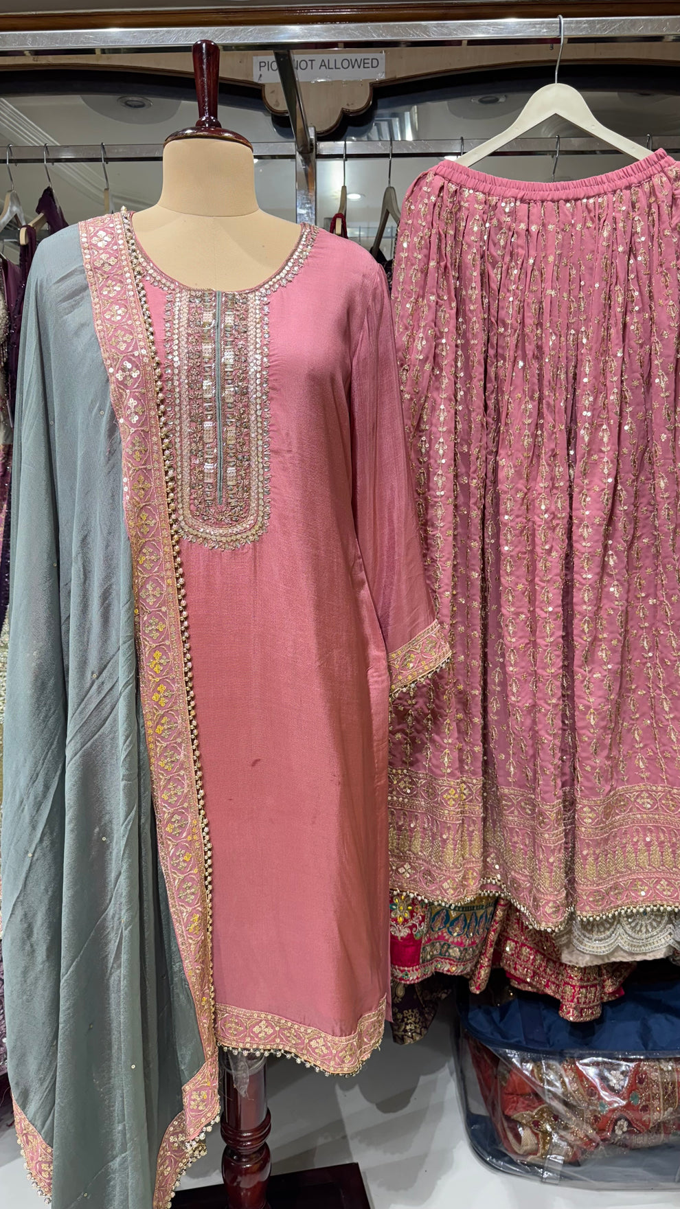 Onion pink silk lehenga suit set – R K Suit & Sarees